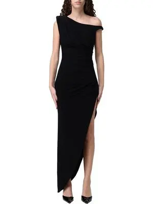 Elisabetta Franchi Asymmetrical Crêpe Jersey Midi Dress - Black