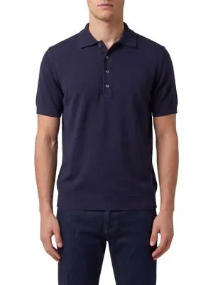 PAOLO PECORA Silk Knit Polo Shirt - Blue