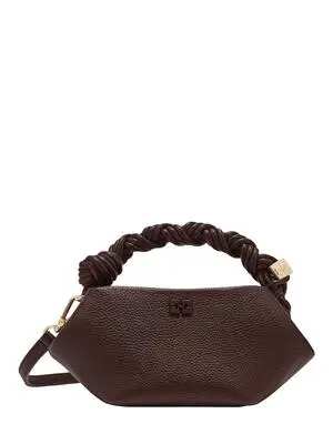 GANNI Recycled Leather Mini Handbag With Butterfly Logo And Braided Handle - Brown