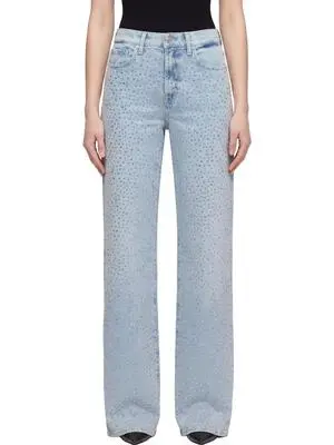 7 For All Mankind Embellished Wide Leg Jeans - Blue
