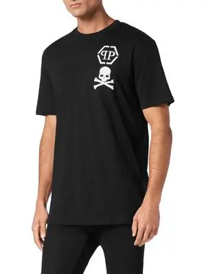 Philipp Plein Cotton T-shirt With Skull And Logo Print - Black