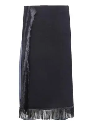 JIL SANDER Fringed Midi Skirt - Black