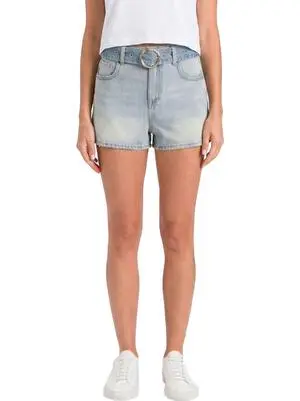 TWINSET Belted High-waisted Shorts - Denim