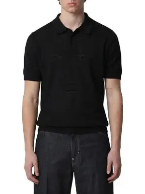 ROBERTO COLLINA Knitted Cotton Polo Shirt - Black