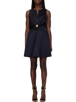 Elisabetta Franchi Duchesse Mini Dress With Jewel Detail - Black