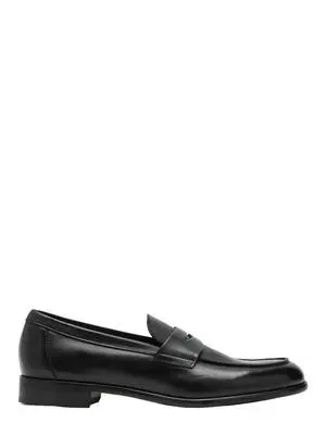 DOUCAL'S Leather Loafers With Saddle Strap - Black