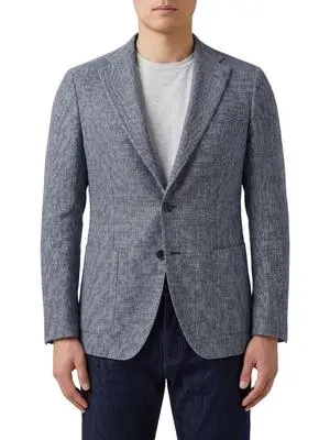 Tagliatore Single-breasted Linen And Cotton Blend Blazer - Blue