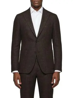 Tagliatore Single-breasted Linen And Cotton Blend Blazer - Brown
