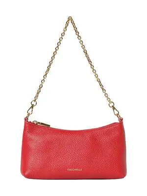 COCCINELLE Metallic Leather Shoulder Bag - Red