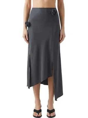 Coperni Asymmetrical Stretch Jersey Midi Skirt - Grey