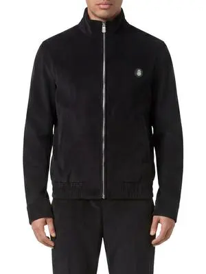 BILLIONAIRE Cotton Bomber Jacket With Logo Detail - Black