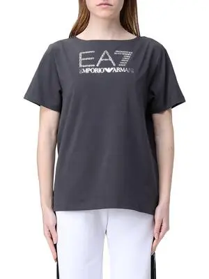 EA7 Rhinestone Logo Cotton T-shirt - Grey
