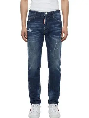 Dsquared2 Distressed Skinny Fit Jeans - Navy