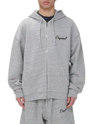 Dsquared2 Cotton Zip-up Hoodie With Drawstring - Grey