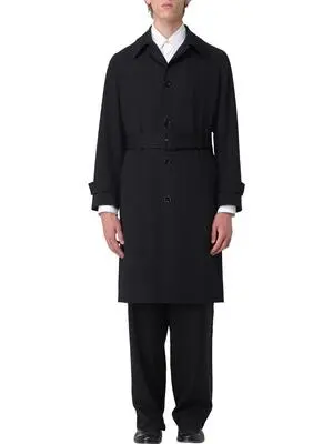 LARDINI Virgin Wool Trench Coat - Black