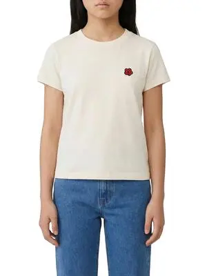 Kenzo Kenzo Cotton T-Shirt With Flower Logo Beige