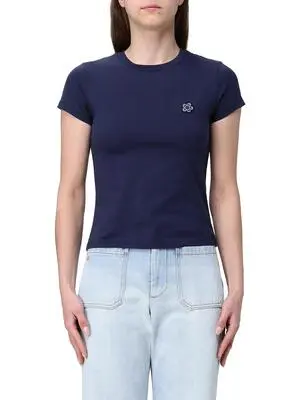Kenzo Cotton T-shirts With Flower Logo - Blue