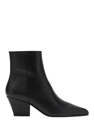 Paris Texas Jane Smooth Leather Cowboy Ankle Boots - Black
