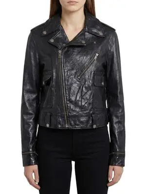 GOLDEN GOOSE Leather Moto Jacket - Black
