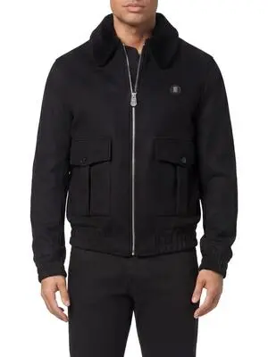 BILLIONAIRE Wool And Shearling Bomber Jacket - Black
