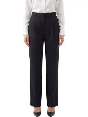 Victoria Beckham Virgin Wool Blend Tailored Trousers - Black