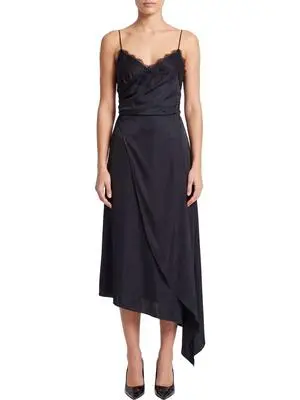 Moschino Silk Blend Midi Slip Dress - Black