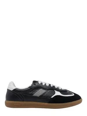ALOHAS Alohas Grained Leather And Suede Lace-Up Sneakers Black