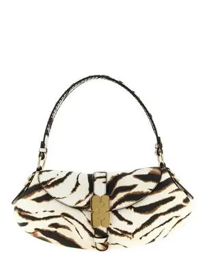 GANNI B-kat Zebra-print Recycled Leather Shoulder Bag - Multicolor