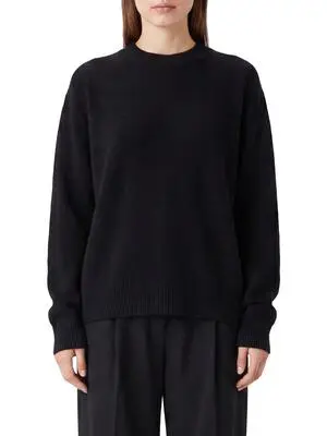 ANINE BING Pure Cashmere Crewneck Sweater With Dropped Shoulders - Grey