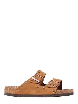 BIRKENSTOCK Arizona Studded Suede Sandals - Brown