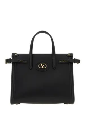 Valentino Garavani Antibes Mini Leather Handbag With Vlogo Signature - Black