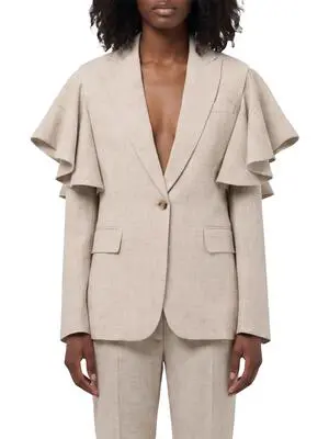 Moschino Single-breasted Viscose Blazer With Ruffle Sleeves - Multicolor
