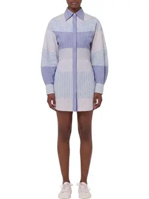 Moschino Striped Cotton Shirt Dress With Balloon Sleeves - Multicolor