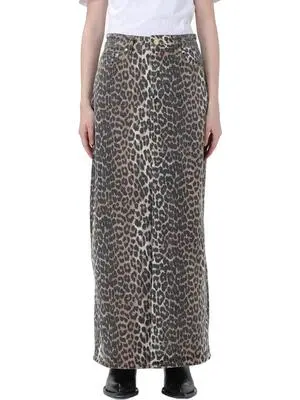 GANNI Leopard Print Maxi Skirt - Brown