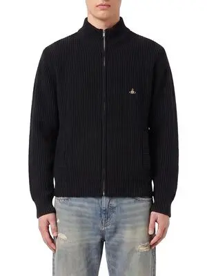 VIVIENNE WESTWOOD Wool Cardigan With Orb Logo - Black