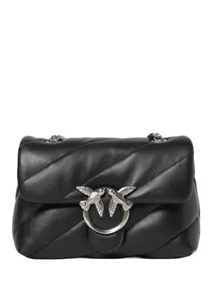 Pinko Quilted Leather Shoulder Bag With Chain Strap - Black