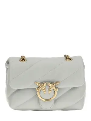 Pinko Quilted Leather Shoulder Bag With Chain Strap - Grey