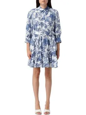 MC2 SAINT BARTH Tropical Print Cotton Mini Dress - Blue