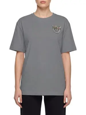 Pinko Embellished Crewneck T-shirt - Grey
