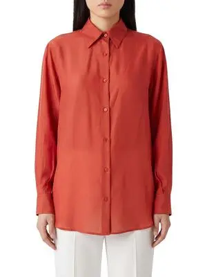 Momoni Classic Silk Shirt - Orange