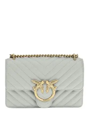 Pinko Quilted Chevron Mini Bag With Bird Clasp - Grey