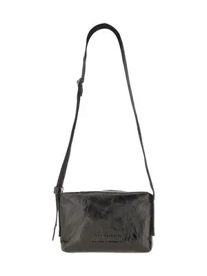 UMA WANG Crinkled-effect Calfskin Leather Mini Crossbody Bag - Black