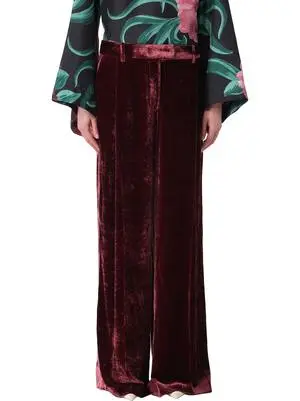 La DoubleJ Velvet Wide Leg Trousers - Red