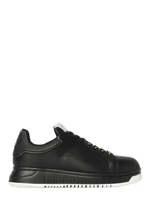 Emporio Armani Leather Low-top Sneakers - Black