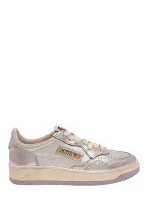 AUTRY Autry Medalist Low Super Vintage Sneakers In Used Leather Silver