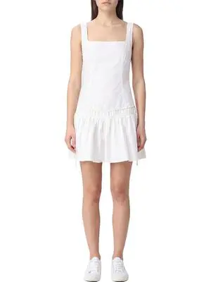 Pinko Enna Cotton Mini Dress With Square Neck - White