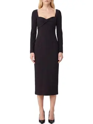 Roland Mouret Square Neck Midi Sheath Dress - Black