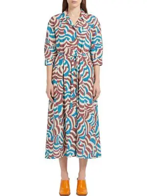 Marni Printed Midi Dress - Brown