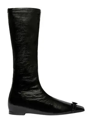 COURREGES Patent Leather Sockstyle Boots - Black