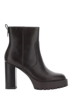 Pinko Leather Platform Ankle Boots - Brown